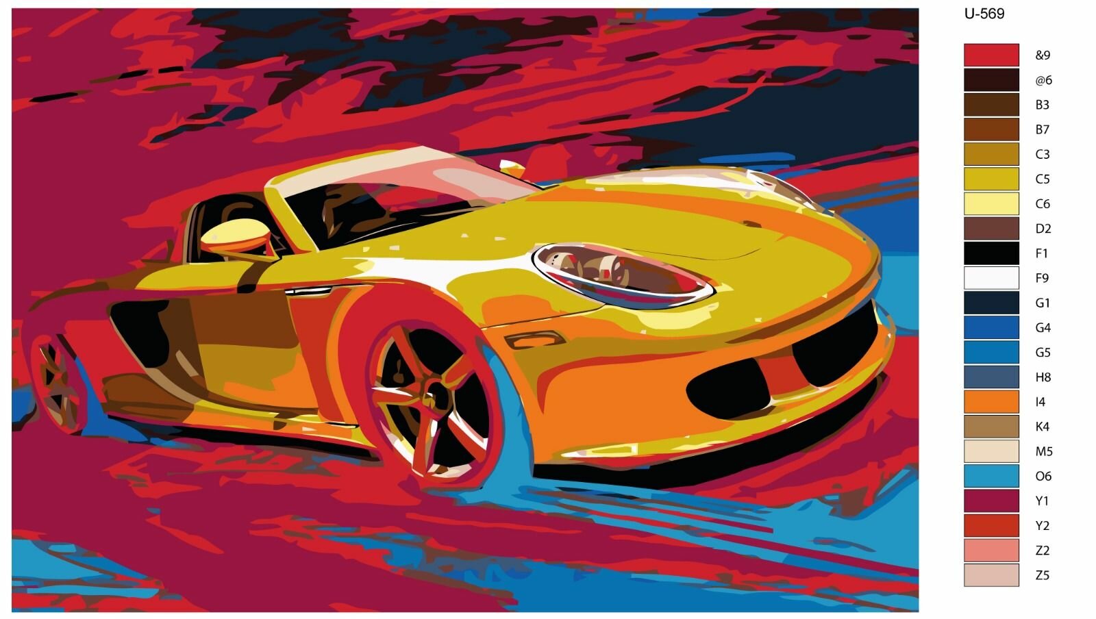 Картина по номерам U-569 "Арт Тачки. Porsche Carrera GT" 40x60 см