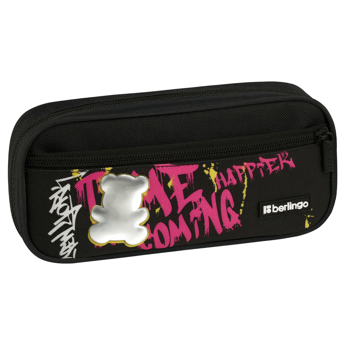 Пенал 1 отделение, 1 карман, 220×95×50 Berlingo «Fashion bear», полиэстер, откидная планка