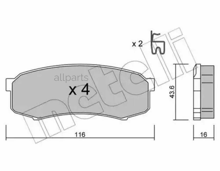 METELLI 22-0432-0 Колодки тормозные задние дисковые к-кт