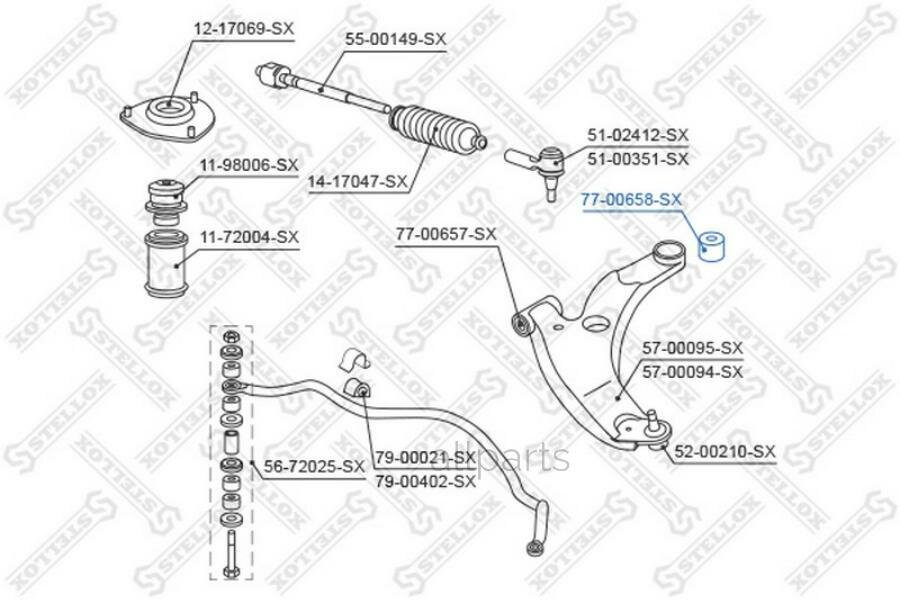 STELLOX 7700658SX сайлентблок переднего рычага задний!\ Chery Fora A21 06>, Mitsubishi Lancer 1.6-2.0 03>