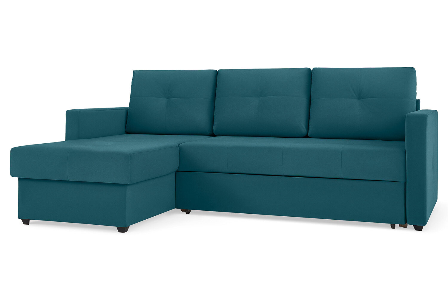 Угловой диван-кровать Hoff Престон, велюр, 225х86х154, универсальный угол, цвет изумрудный