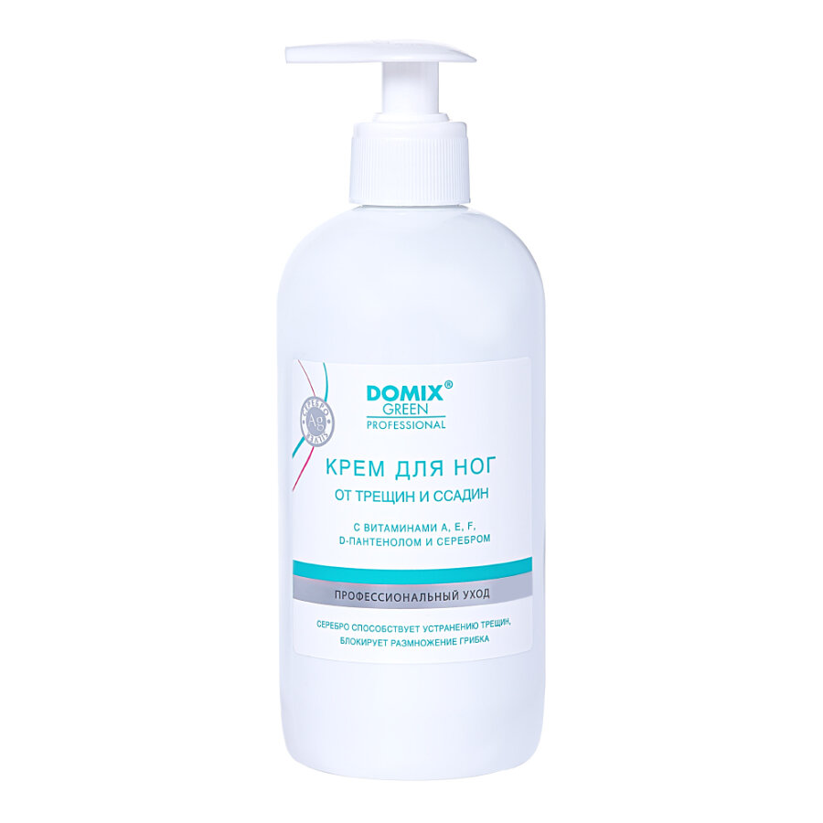 Крем для ног Domix, от трещин и ссадин с витаминами А, E, F, D-пантенолом и коллоидным серебром