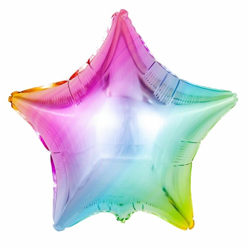 Фольгированная фигура с гелием - Звезда, радужный (81 см) + грузик