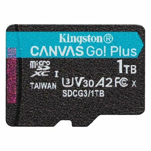 Карта памяти microSDXC UHS-I U3 Kingston Canvas Go! Plus 1024 ГБ, 170 МБ/с, Class 10, SDCG3/1TBSP, 1 шт, без адаптера
