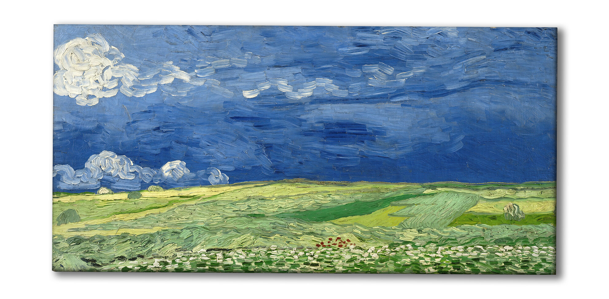 Картина для интерьера на холсте Винсент ван Гог «Пшеничное поле под грозовыми облаками» 50х101 холст без подрамника