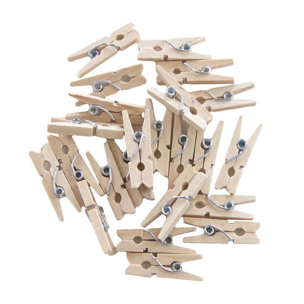 Декоративные прищепки Крафт 2,5 см, Натуральный, 24 шт.