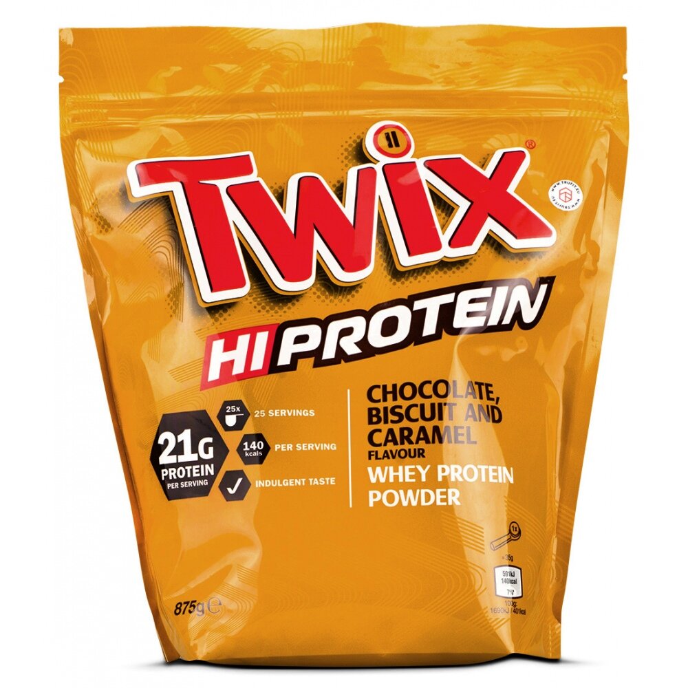 Протеин сывороточный Mars Twix Hi Protein, 875 г, Вкус Original (Chocolate, Biscuit and Caramel) / Оригинальный (Шоколад, Печенье и Карамель)