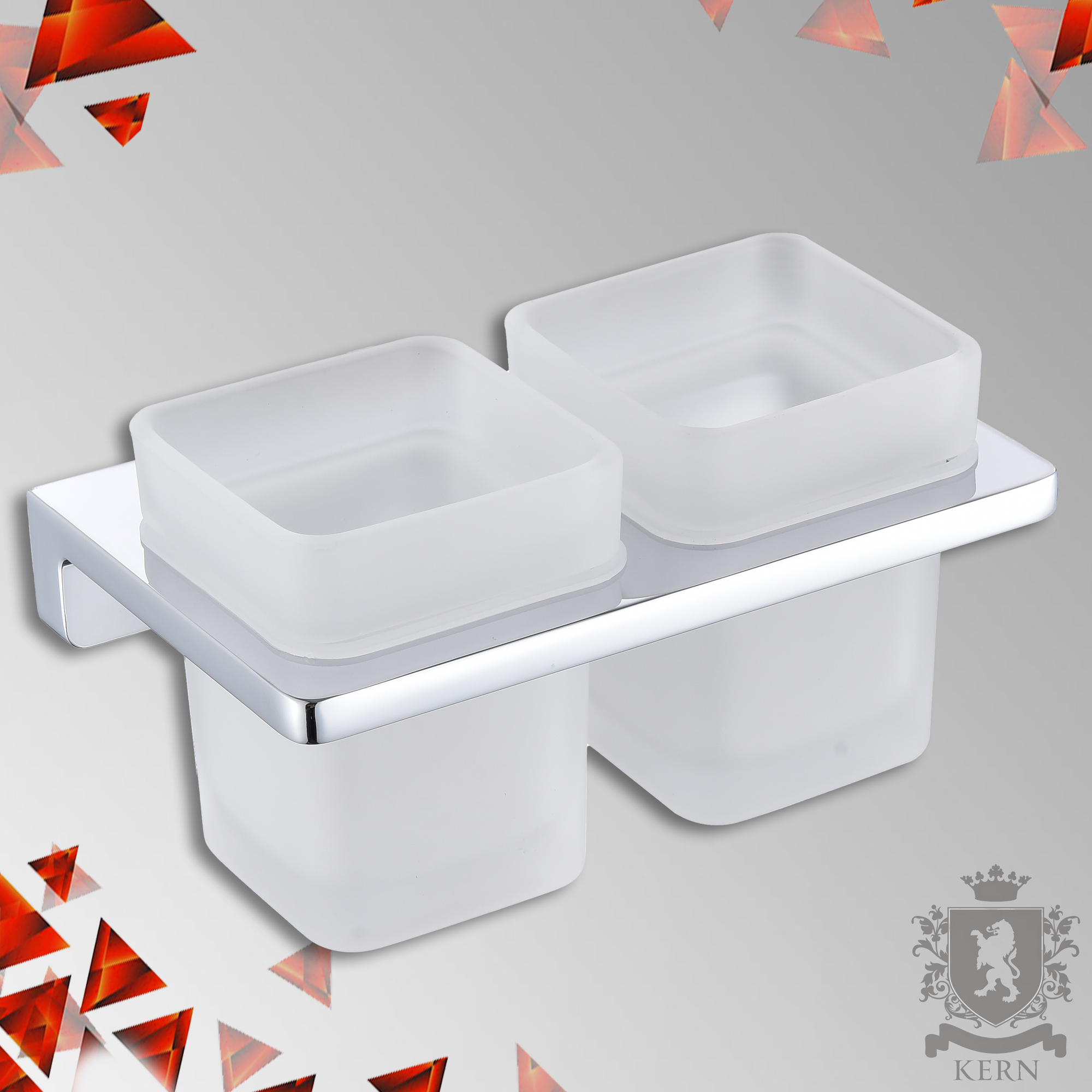 Настенный стеклянный стакан двойной KERN 9504 хром