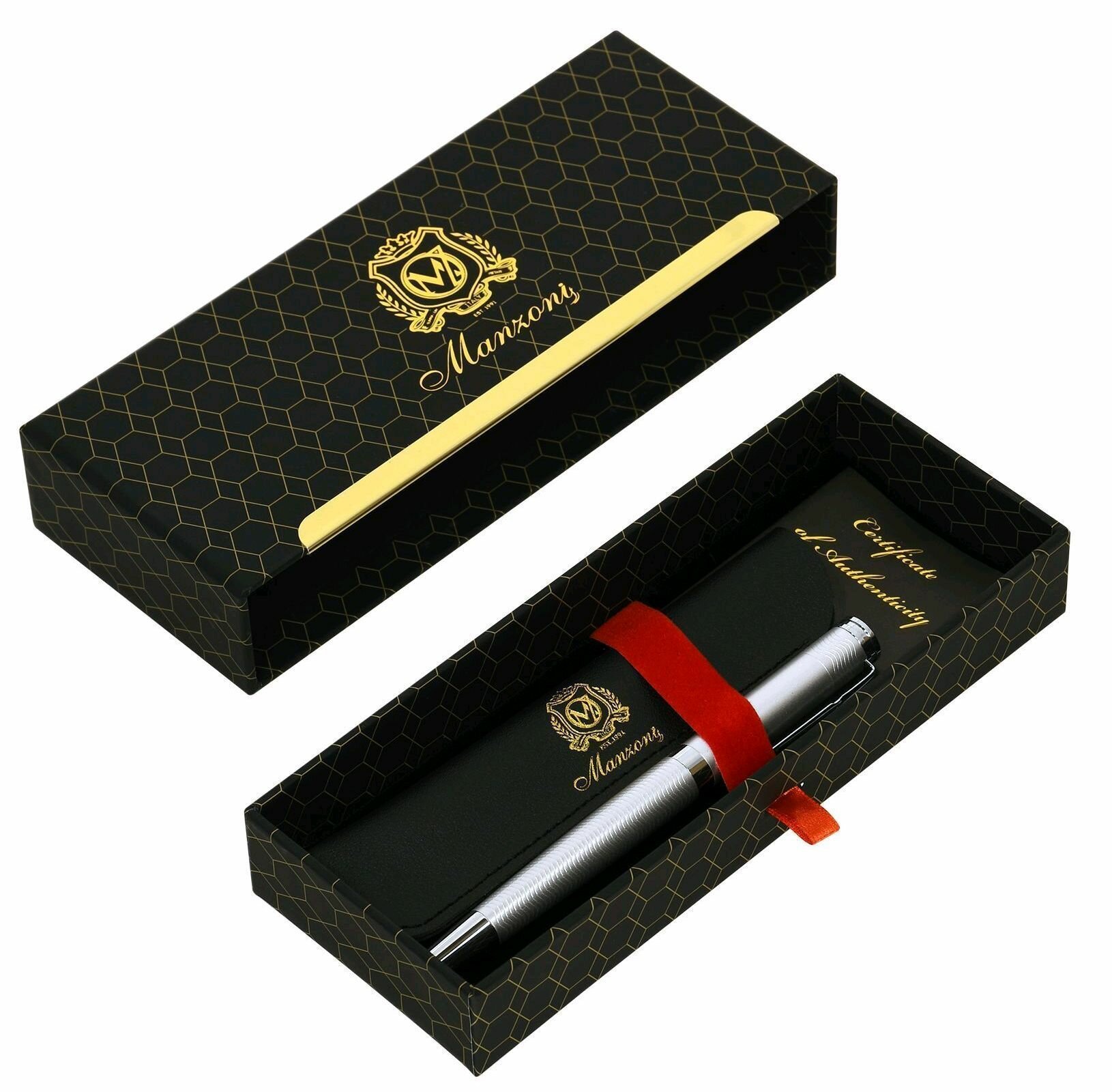 Роллер Manzoni Piza, синий, 1 мм, корпус серебро металл