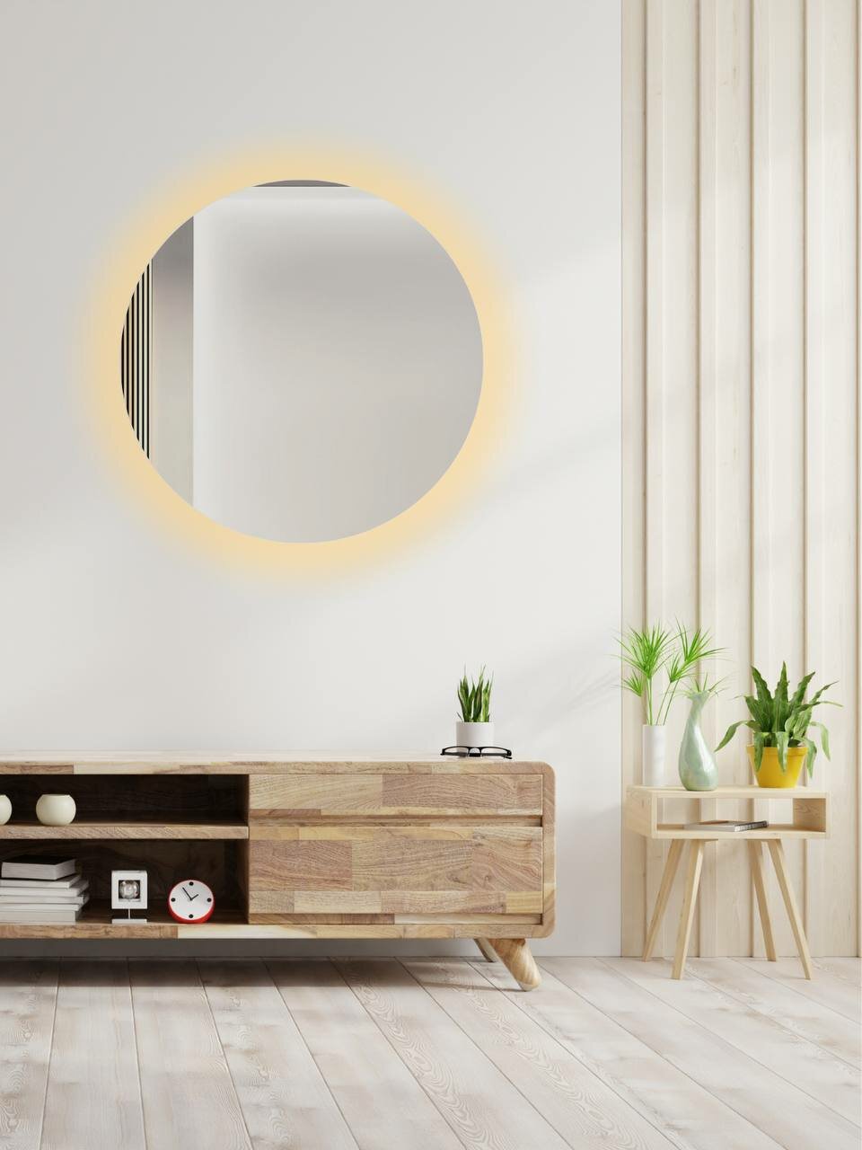 Зеркало с LED-подсветкой "GlowMir" 60, без сенсора, теплый свет 3000К