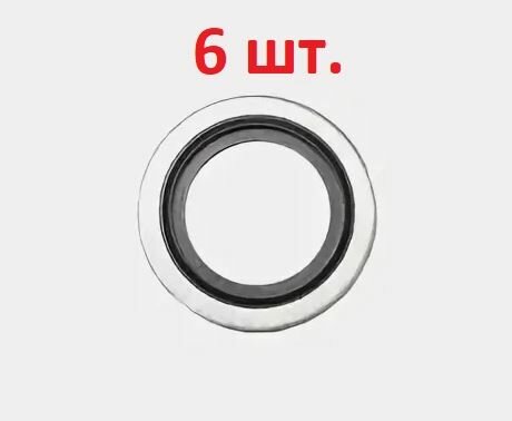 Прокладка (кольцо уплотнительное) резинометаллическая М12 (18*12,7*1,5) - 6 шт.