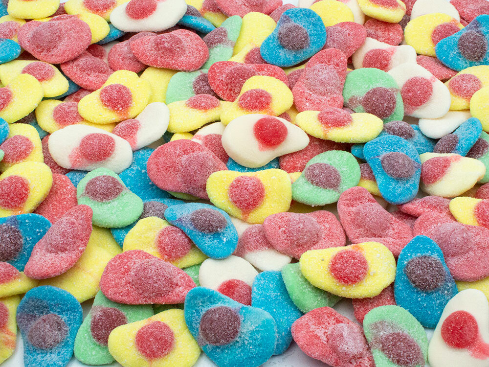 Жевательный мармелад HALAL "Яичница разноцветная" кислая 1кг RAVAZZI/Италия