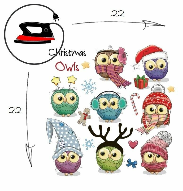 Термотрансфер "Совы", наклейка на одежду, 22х22