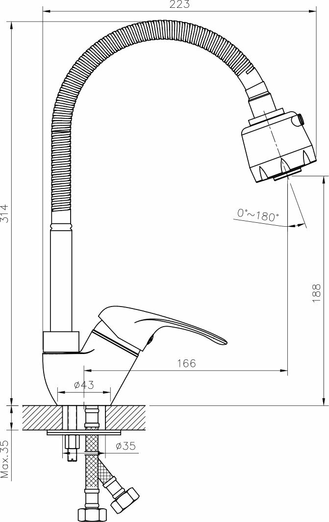 Смеситель Rossinka A35-26 для кухни