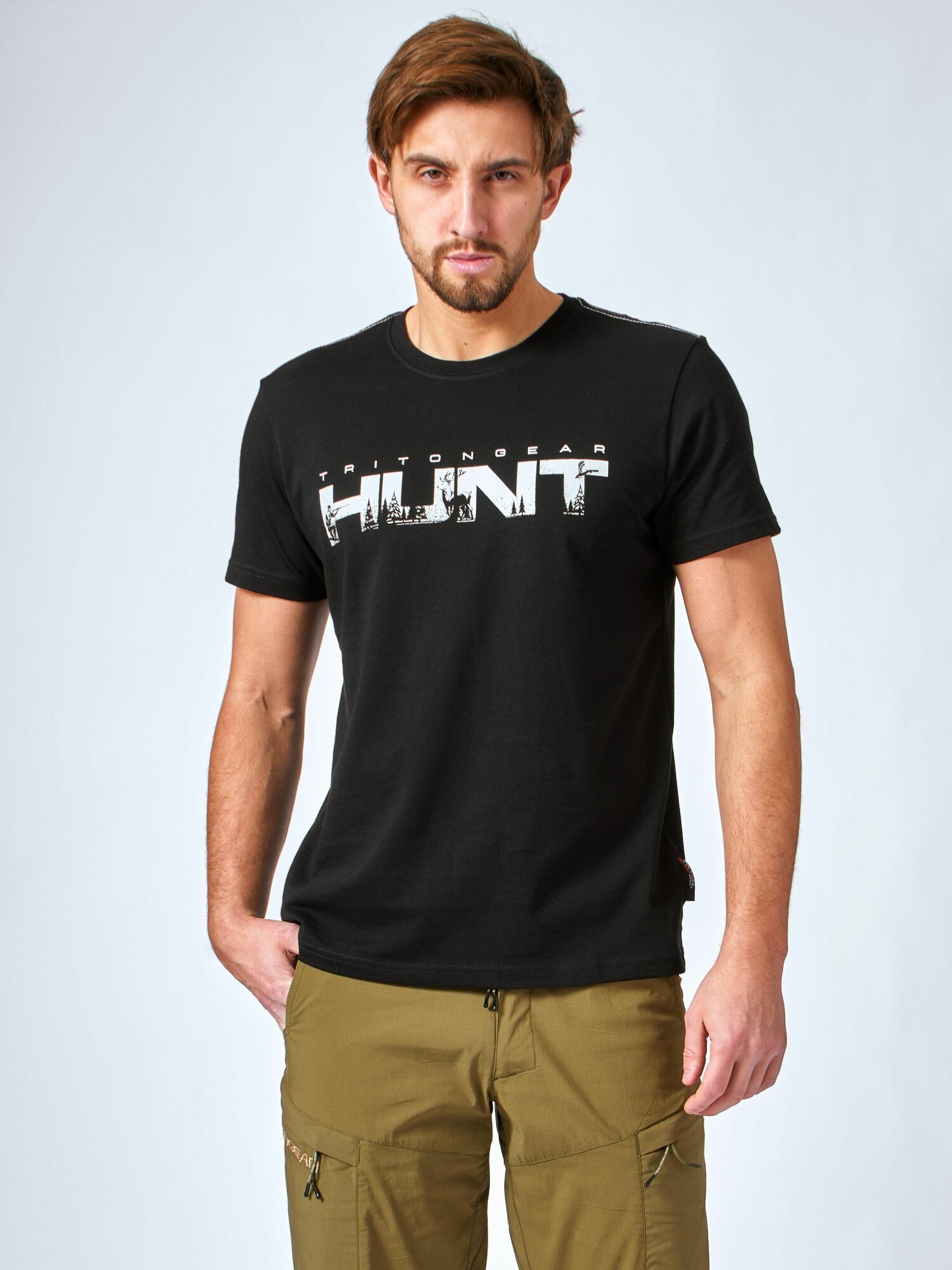 Футболка "HUNT" (Хлопок, Черный) TRITONGEAR Размер XXXL (60-62)