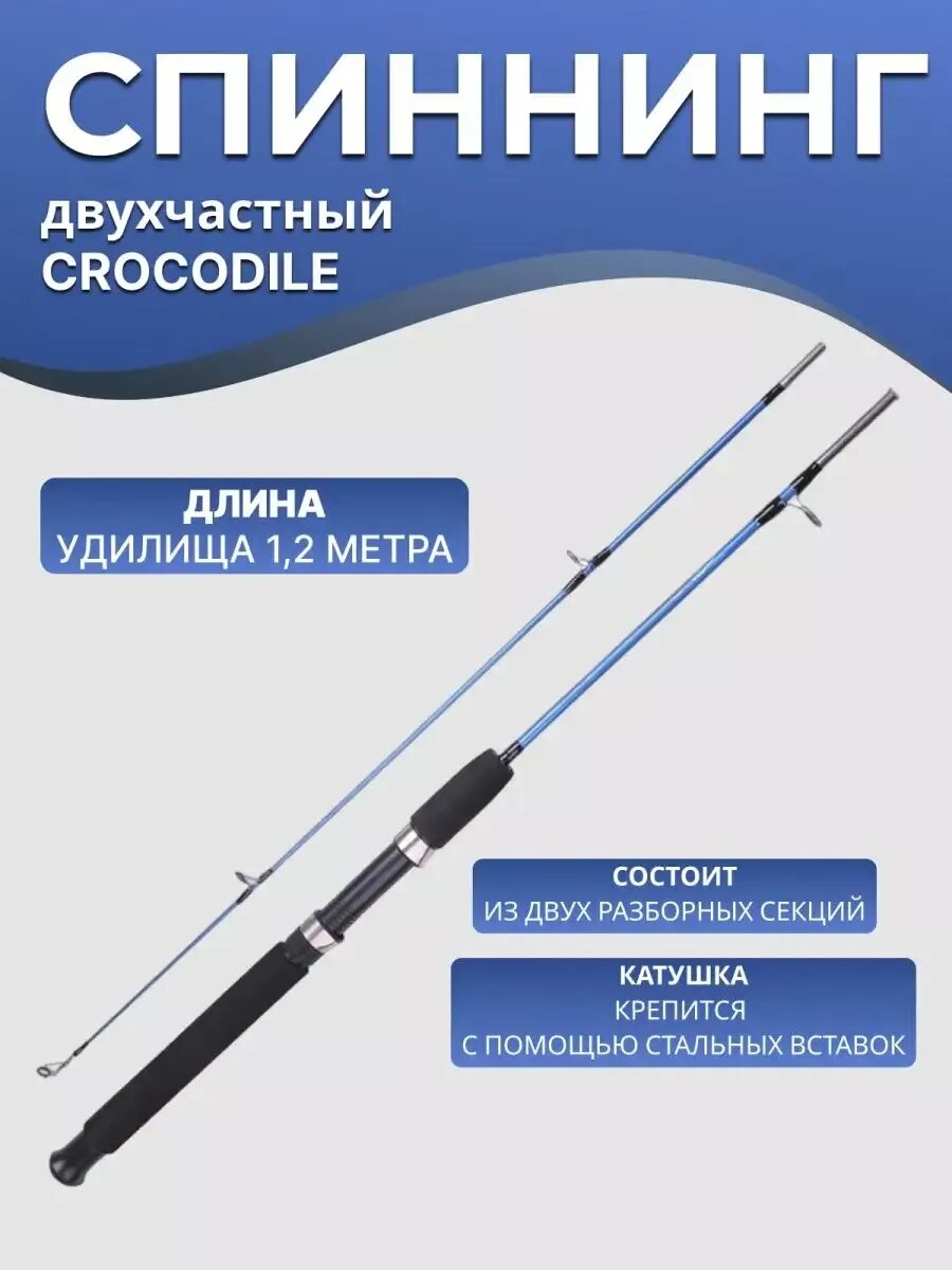 Спиннинг двухчастный Крокодил - синий 100-250 гр, 1,2м