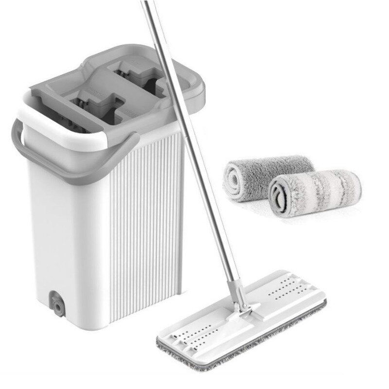 Комплект для уборки Flat Mop самоочищающаяся швабра и ведро с отжимом Триумф Мини