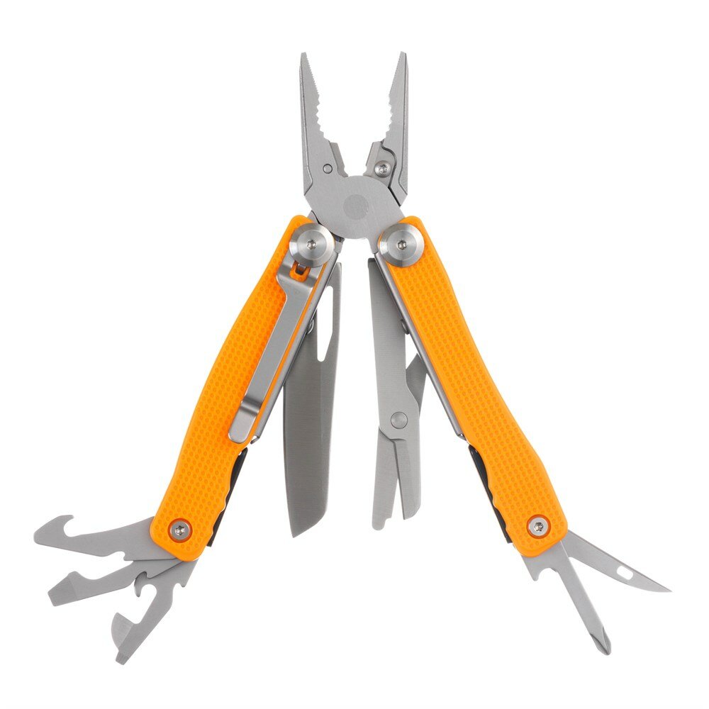 Мультитул Stinger, 106 мм, 14 функций, сталь/АБС-пластик, оранжевый, в комплекте нейлоновый чехол
