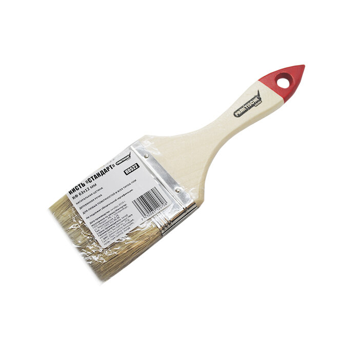 Кисть флейцевая 'Стандарт' КФ- 63*12 натуральный ворс, дерев. ручка 'PRAKTISCHE HOME'