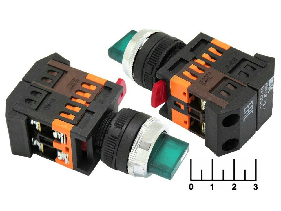 Выключатель 600/10 600V 10A ANC-22-3 3-х позиционный с подсветкой зеленый ИЭК