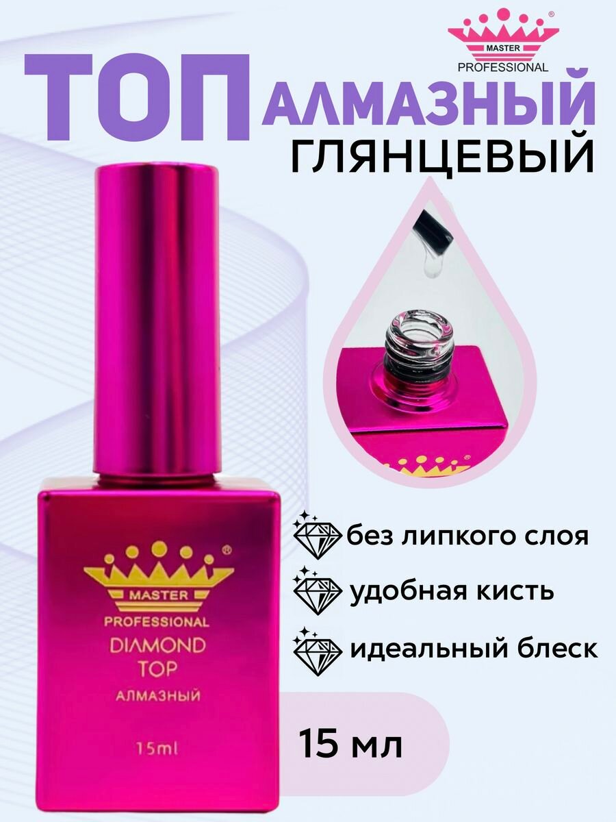 Топ Master Professional Top Master, для гель-лаков, без липкого слоя, глянцевый