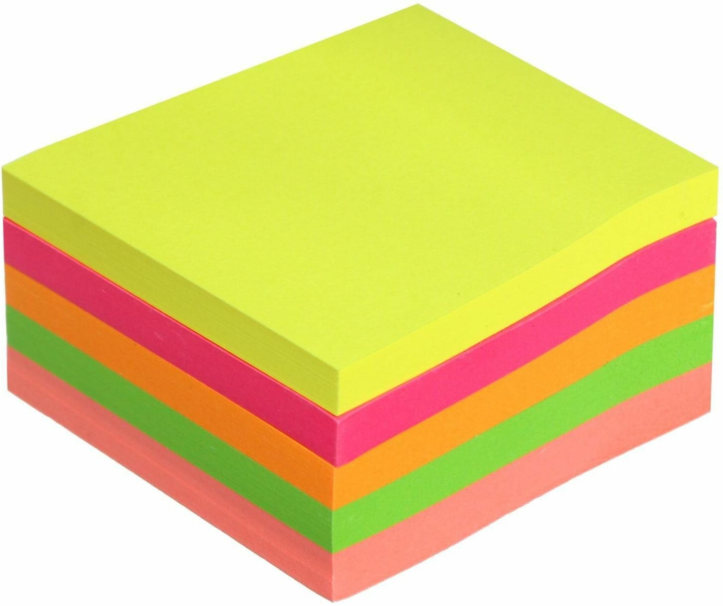 Блок разноцветной бумаги для записей с клеевым краем, стикер самоклеюшийся с отрывными листами, клейкая бумага для заметок 5 флуоресцентных цветов, 250 листов, 50 мм х 50 мм