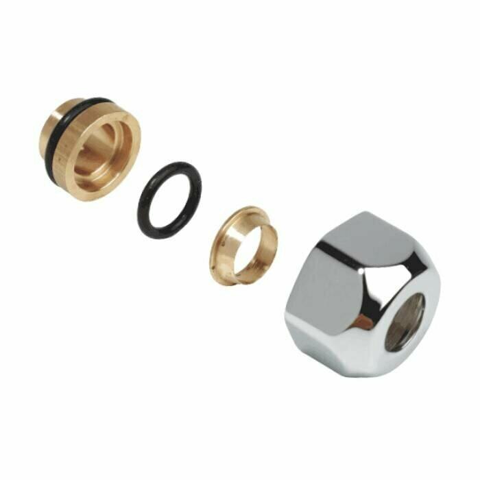 Соединитель латунь для медных труб хром глянцевый Дн 16х15 обжим/ВР с базой 16мм T178C Giacomini T178CX016