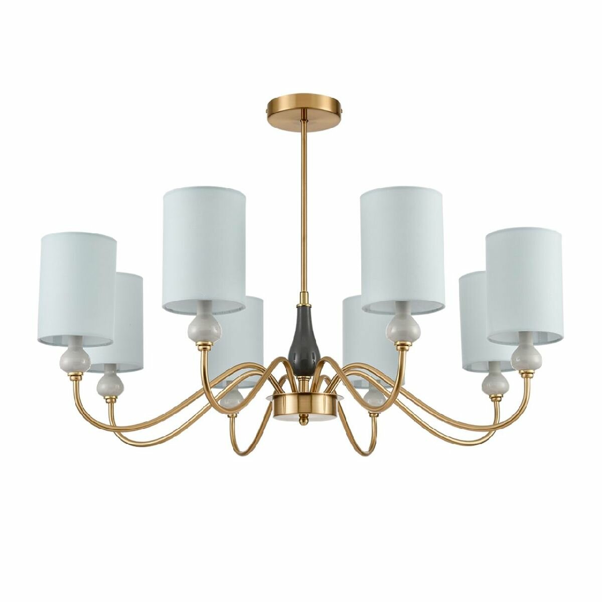 Люстра на штанге Lumion Anri 6590/8, в классическом стиле, плафон зеленый, латунная арматура