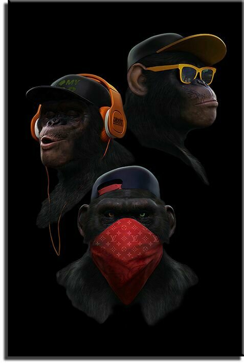 Картина "Модные обезьяны" 90х60 см