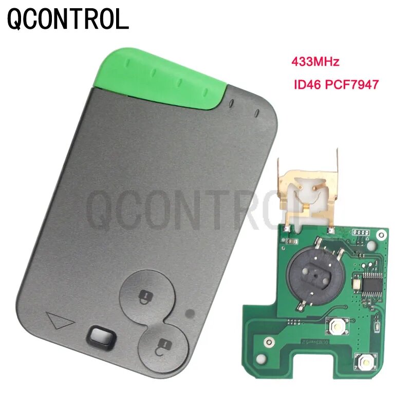 QCONTROL 2-кнопочный дистанционный ключ с чипом PCF7947, 433 МГц для Renault Laguna Espace 2001-2006, смарт-карта, дистанционный брелок для стайлинга автомобилей