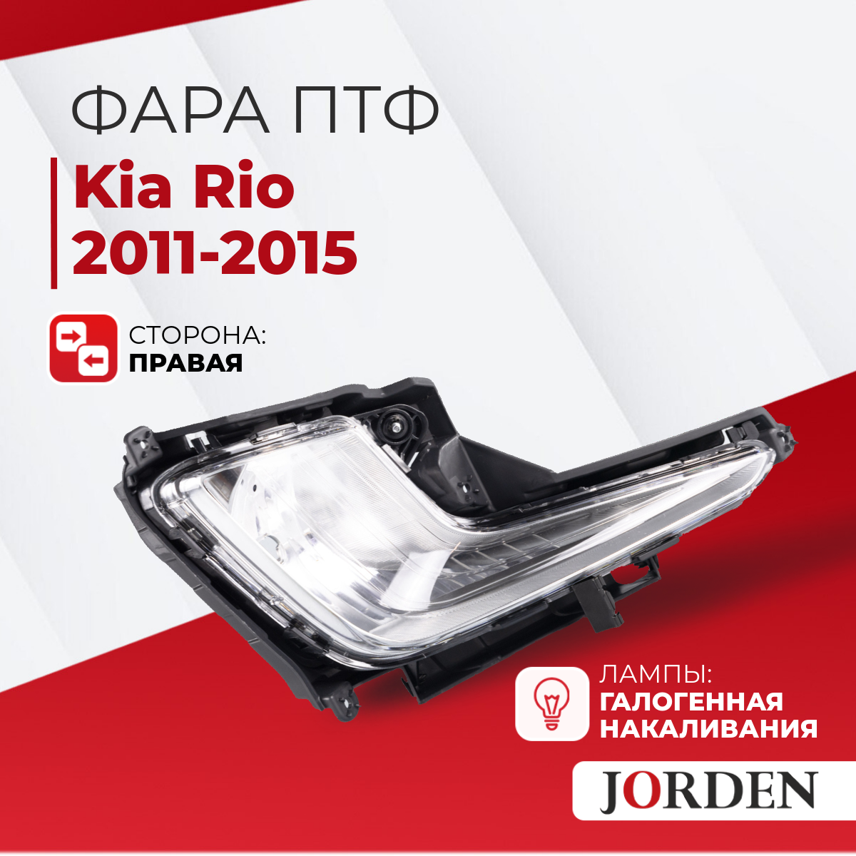 Фара противотуманная правая Kia Rio 3 2011-2015 рестайлинг ПТФ, туманки авто Киа Рио 3 галогенная передняя