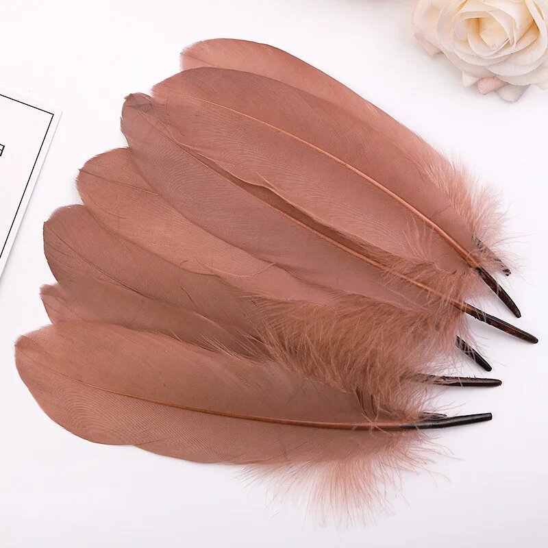 Гусиные перья 15-20 см, 50/100 шт, 20 цветов Коричневый, 15-20cm 100pcs, coffee