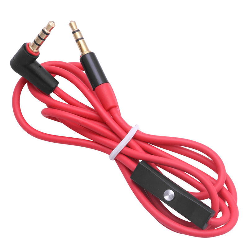 Красный кабель для наушников с микрофоном