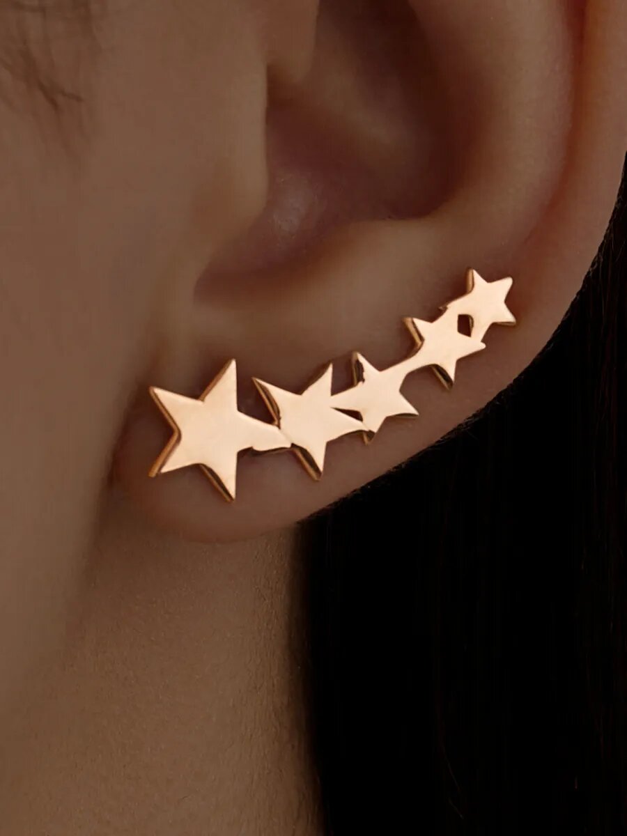 Серьги клаймберы, серебро, 925 проба, золочение