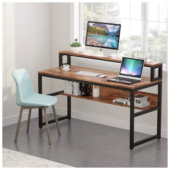 Компьютерный / письменный стол Лофт из металла и массива дерева от MetalCraft Модель 4