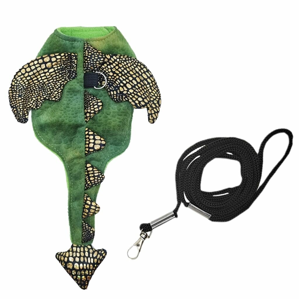 Упряжь для кролика в костюме динозавра