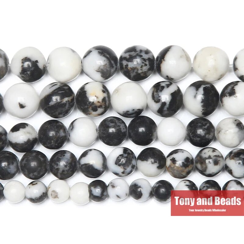 Бусины из яшмы зебры Tony and Beads 4-12 мм 10mm 36 to 38pcs