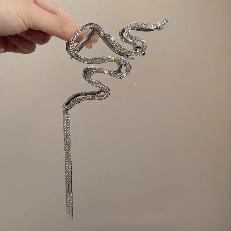 Заколка для волос в виде змеи со стразами, S2-11.5CM