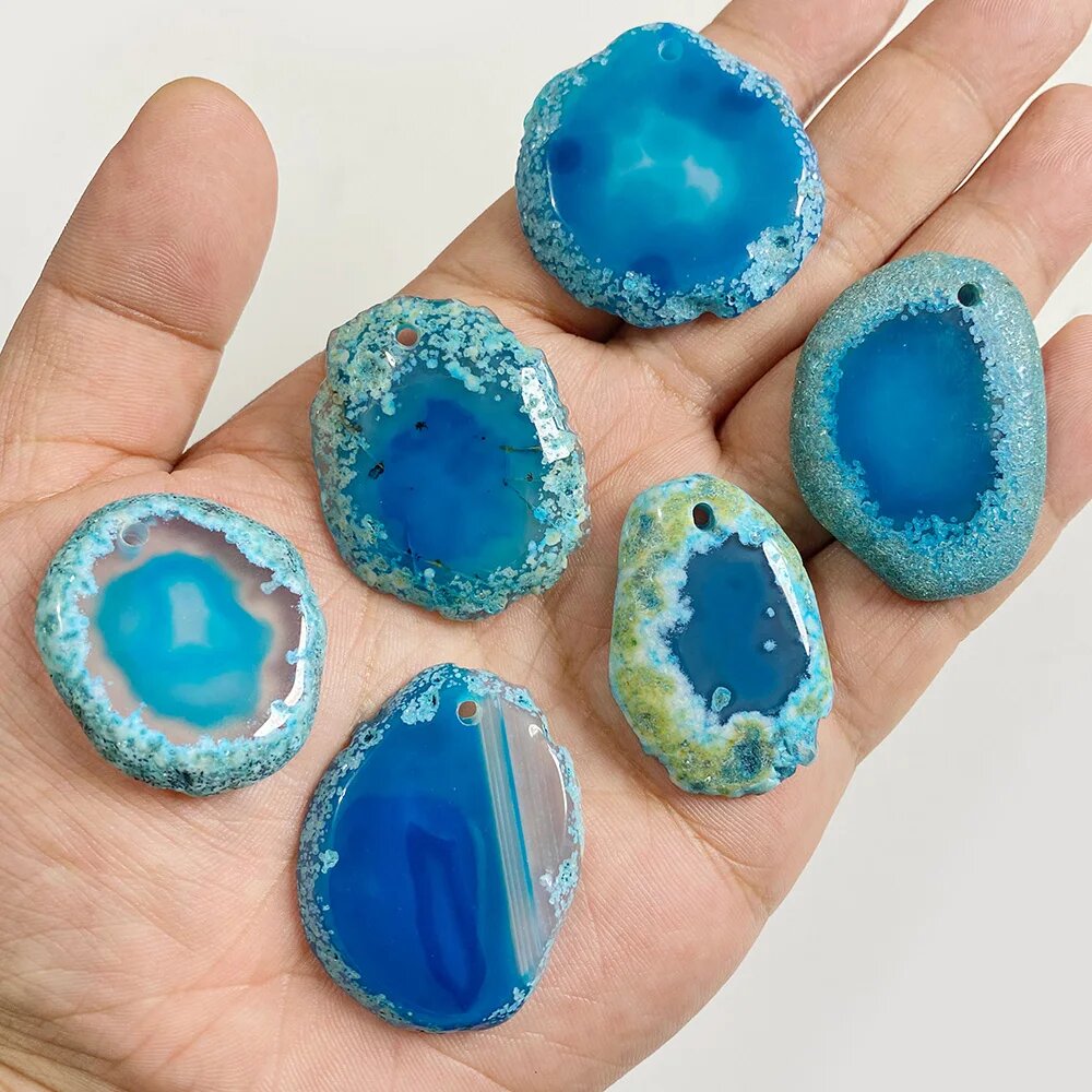 Натуральные агаты, ломтики, кулоны vinswet 1Pc 25-35x40-55MM, Blue