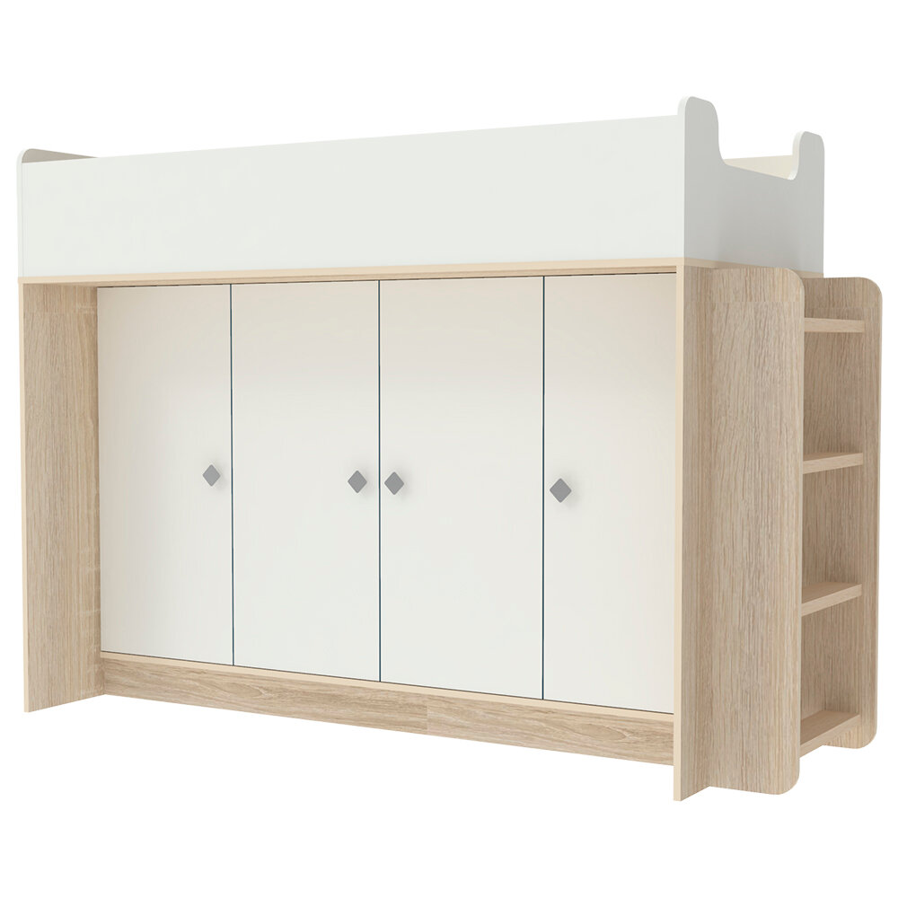 Кровать чердак Л-43.5.2 Дуб Сонома Белый