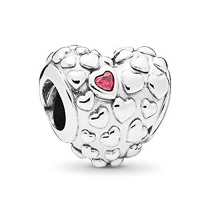 Подвеска Pandora сердце с красной эмалью