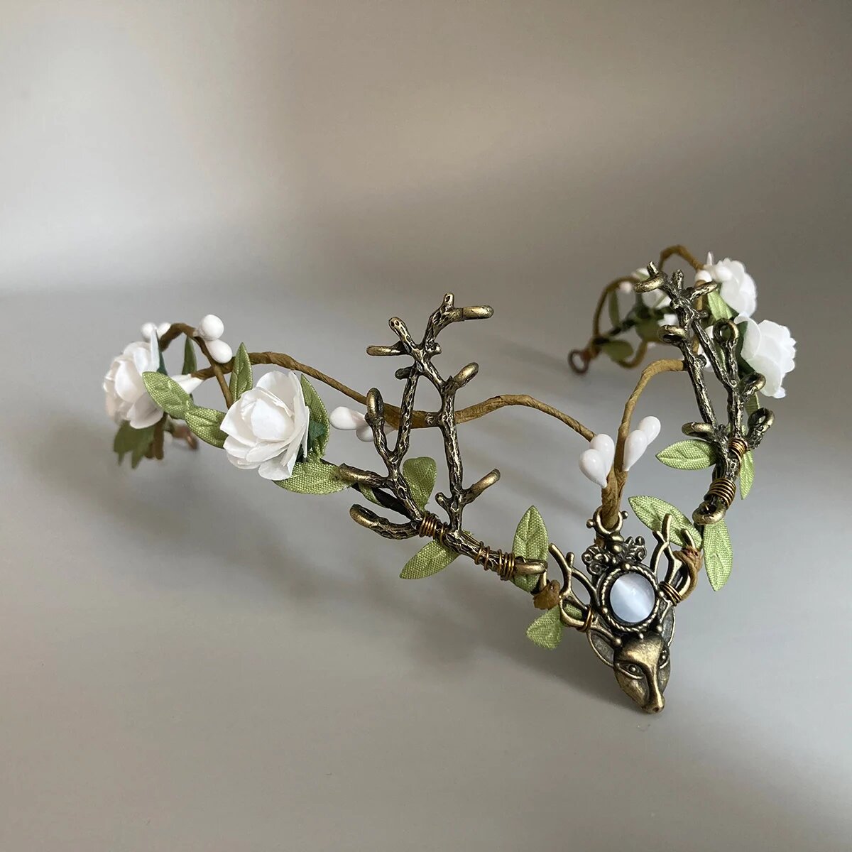 Женский эльфийский цветочный венок Зеленый, зеленый