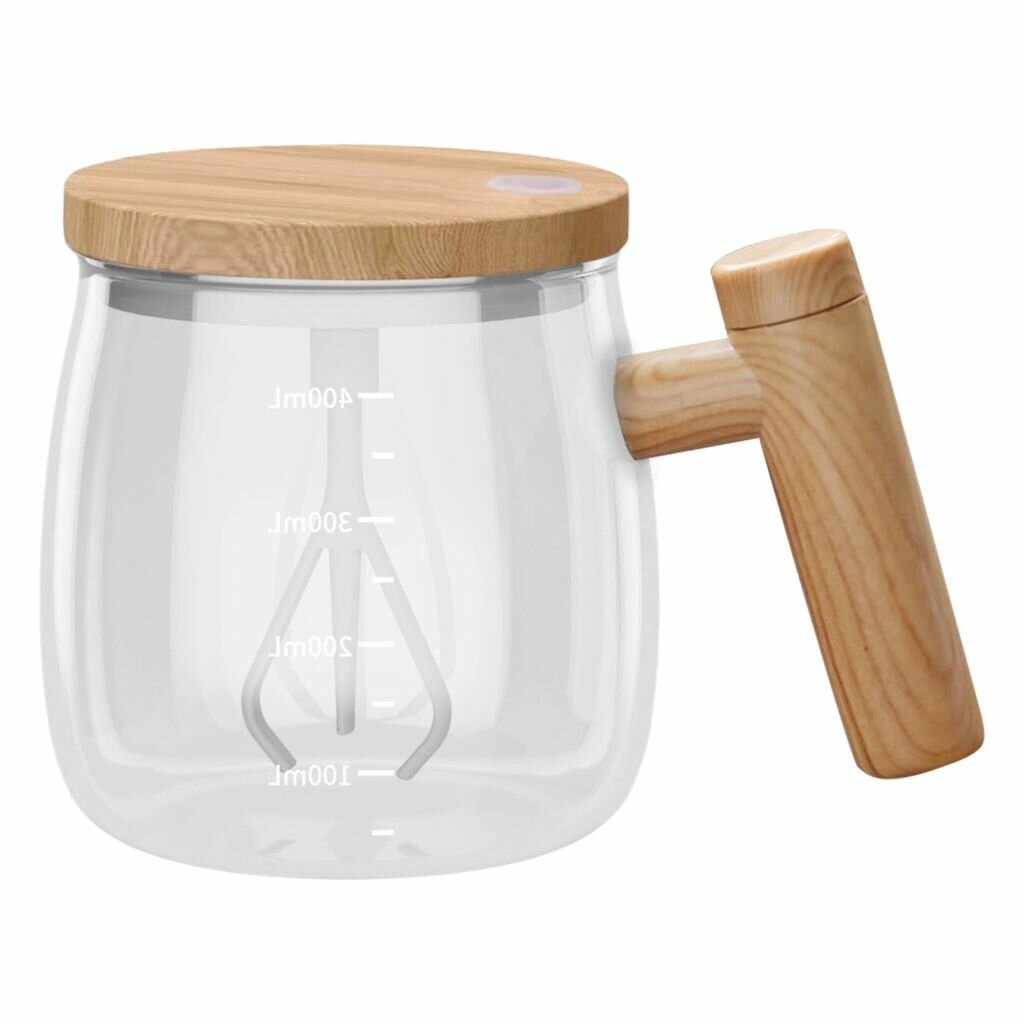 (1 шт.) Полностью автоматическая кофейная чашка для перемешивания, шейкер молочных коктейлей с соевым молоком, тип батареи-цвет древесины