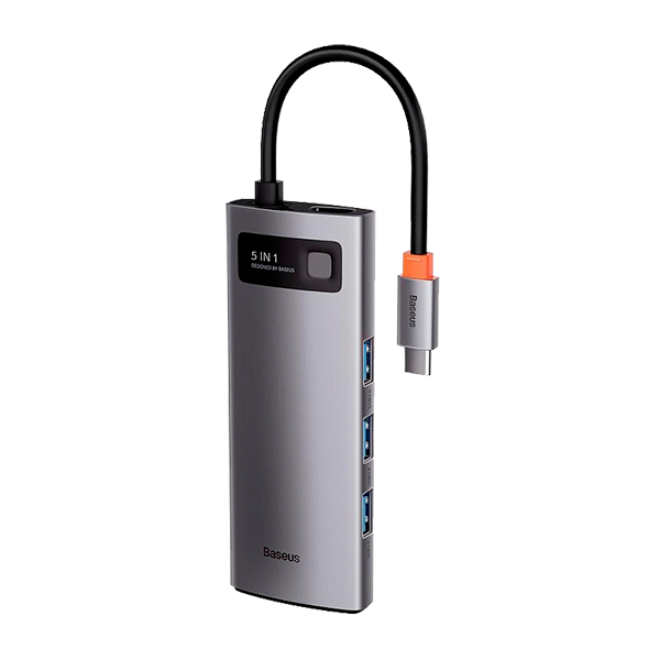Хаб Baseus Metal Gleam Series 8-in-1 Multifunctional Type-C HUB Docking Station Gray (CAHUB-CV0G)