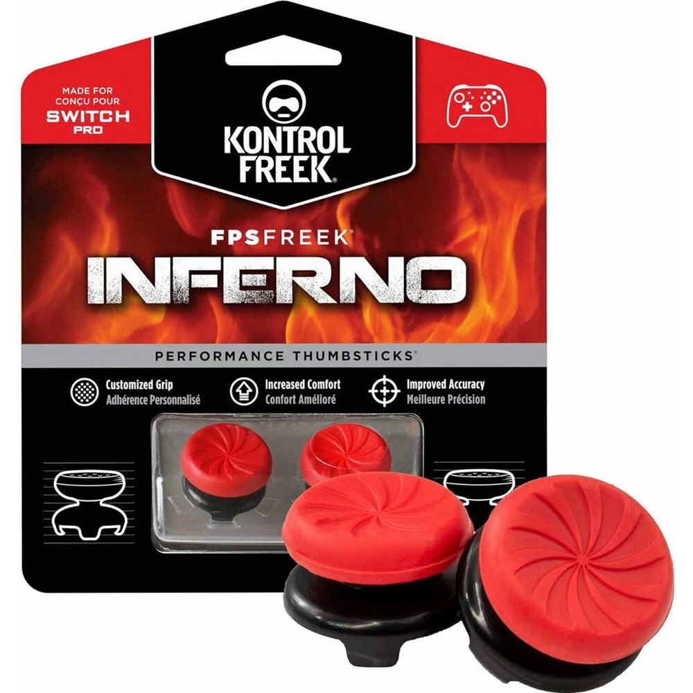 2 высокие накладки на стики KontrolFreek Inferno для Nintendo Switch (красные)