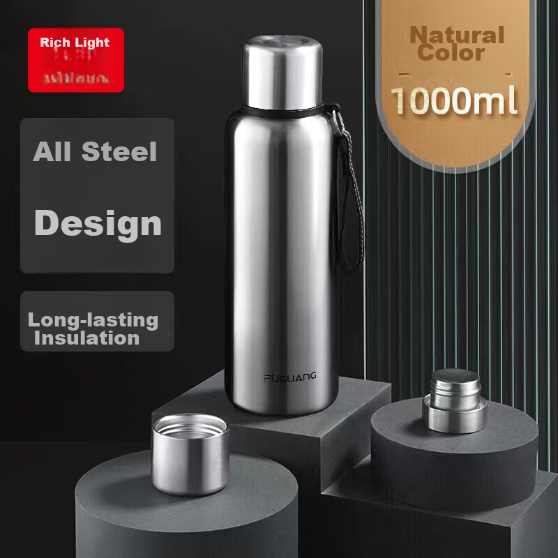 Термос Fuguang, полностю из 316 нержавеющей стали, с ситечком, 1000ml, grey