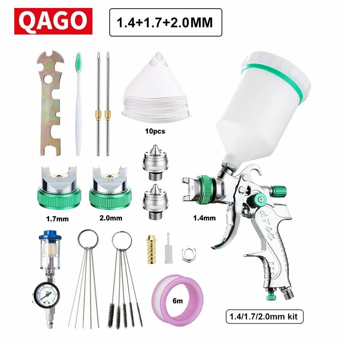 Высокое распыление 1,4/1,7/2,0 мм верхнего слоя пневматической машины распыления краски для автомобильного листового металла