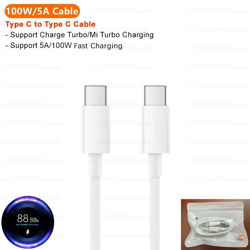 Оригинальный кабель Xiaomi 120W USB Type C, тип 6A, 67W, быстрая зарядка Turbo 2m, 5A C to C Cable