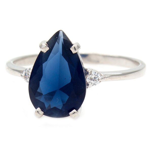 Кольцо, серебро, 925 проба, родирование, фианит, стекло