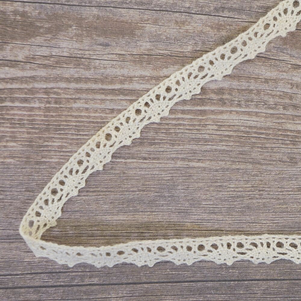 Кружево HEMLINE Хлопковое, на картонной катушке, кремовое, 10 мм, 5 м